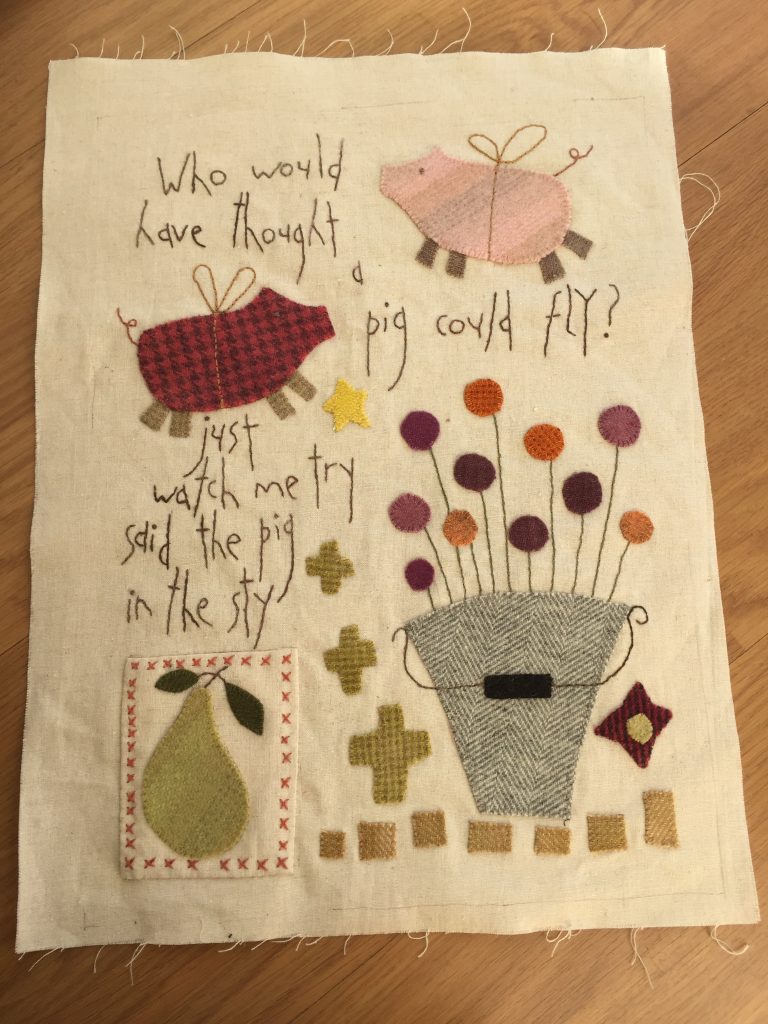 Quilt Dancing Chickens and Flying Pigs - Elisa Vaca